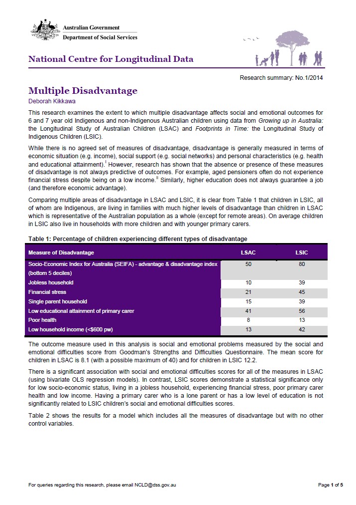 Multiple Disadvantage | Department of Social Services