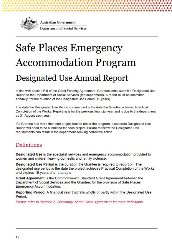 Safe Places Emergency Accommodation Program Designated Use Annual ...