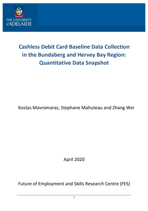 Cashless Debit Card baseline data collection in the Bundaberg and ...