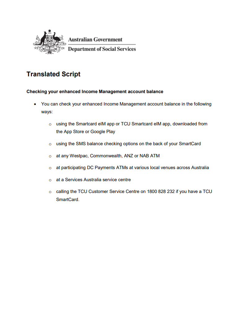 Enhanced Income Management | Department of Social Services