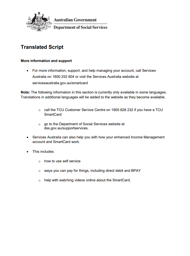 More information and support | Department of Social Services