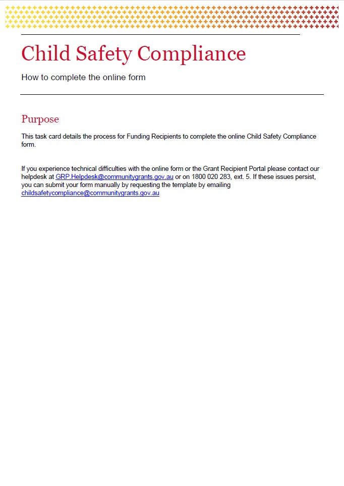 Task Card - Child Safety Compliance - how complete online form ...
