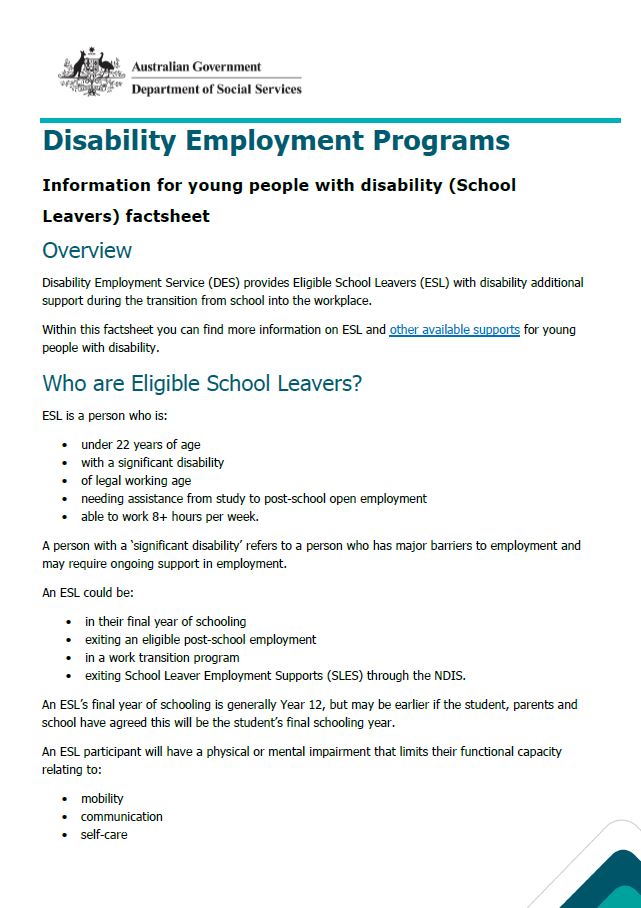 Disability Employment Programs information for young people with ...