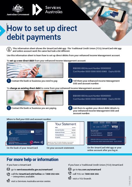 How to set up direct debit payments Information Sheet | Department of Social Services
