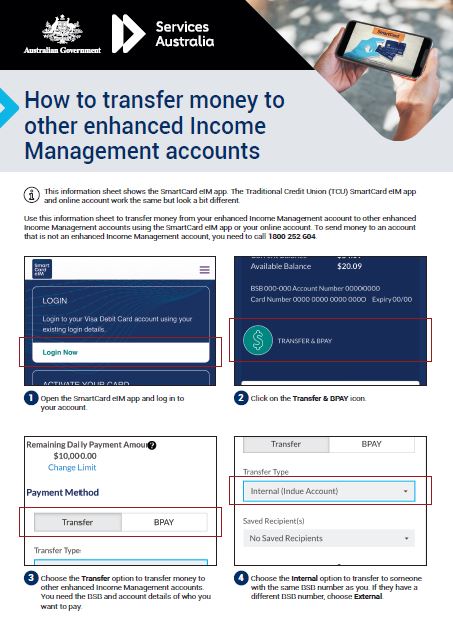 How to transfer money to other enhanced Income Management accounts Information Sheet ...
