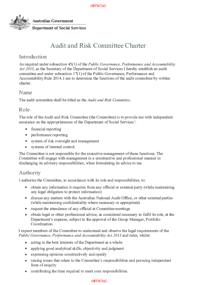Audit and Risk Committee | Department of Social Services