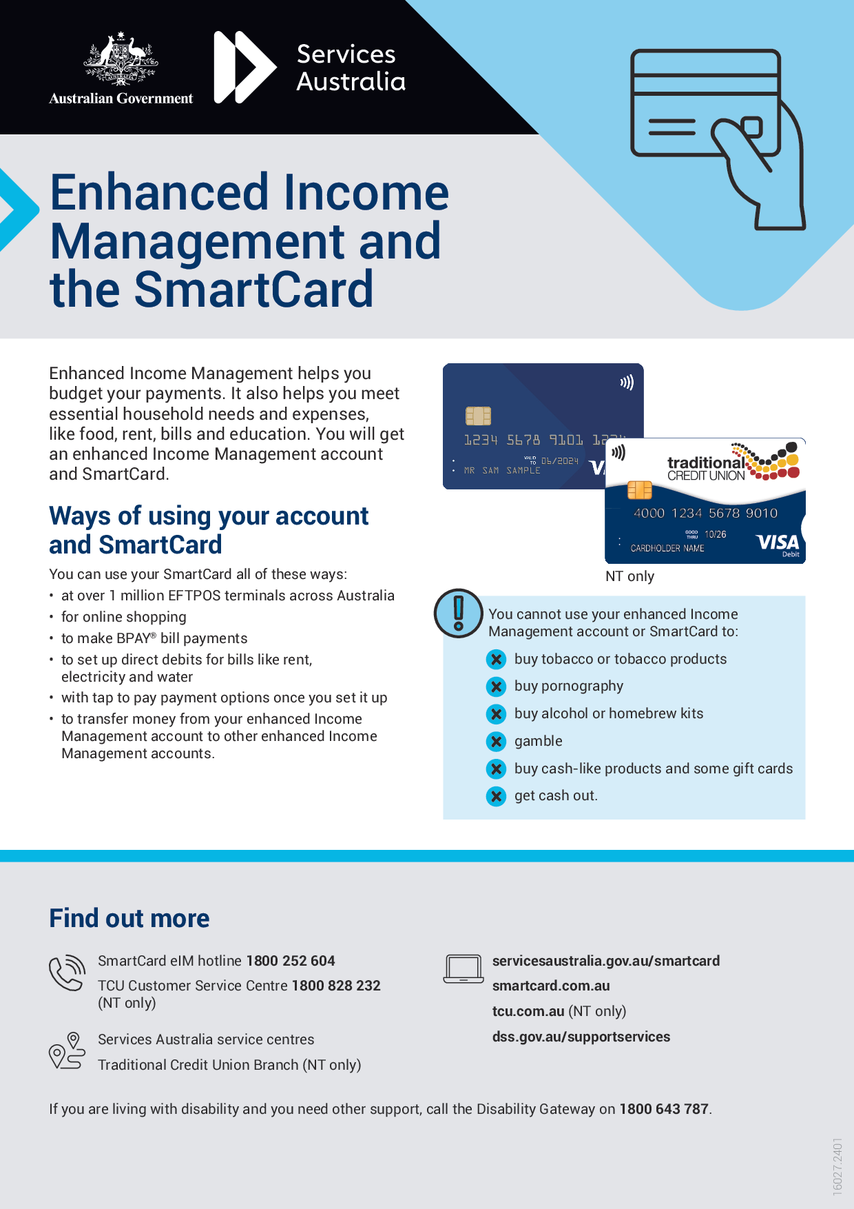 Ways of using your SmartCard poster | Department of Social Services
