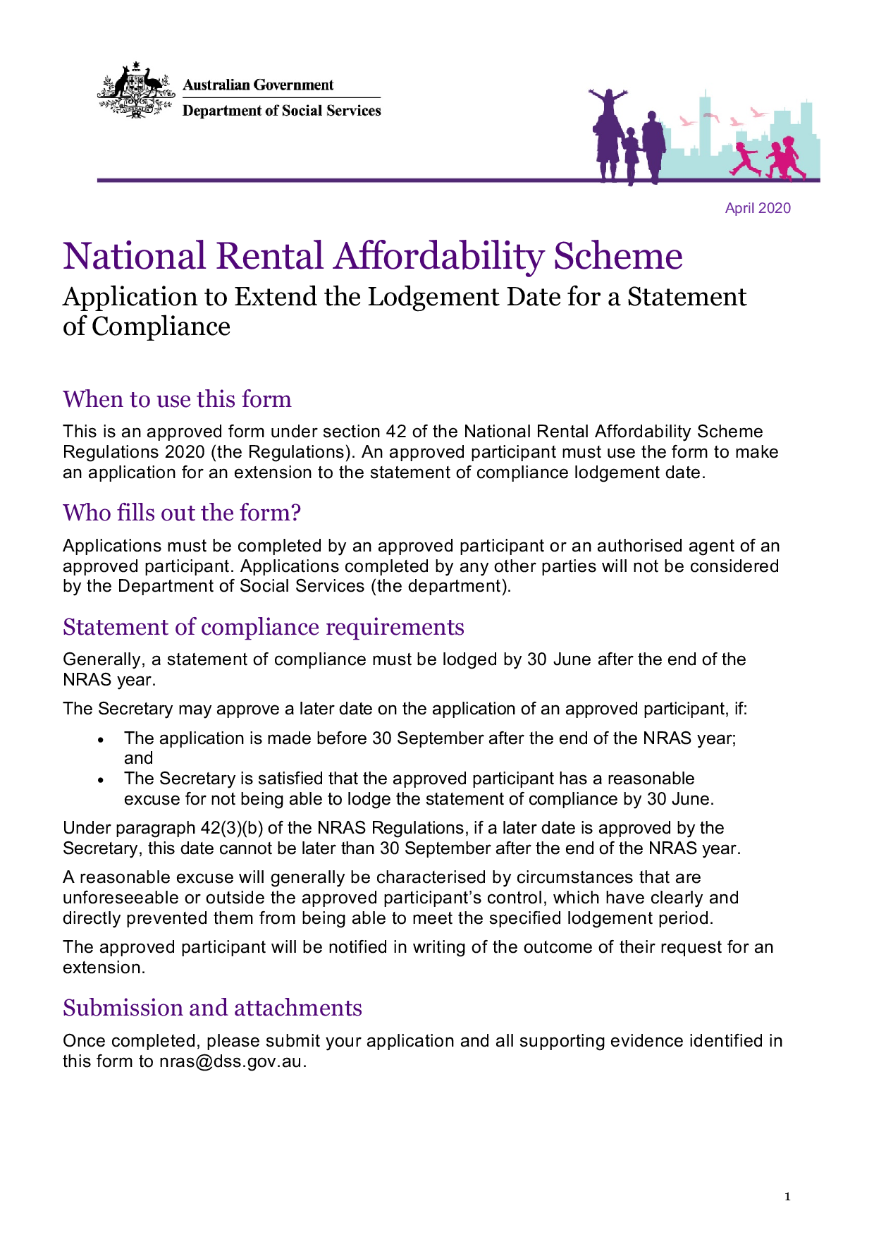 Application to extend the lodgement date for statement of compliance ...