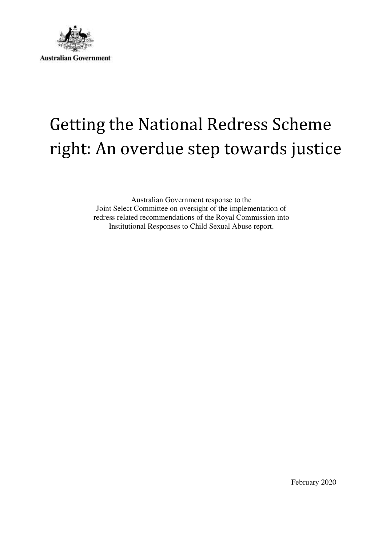 Australian Government response to the Joint Select Committee on ...