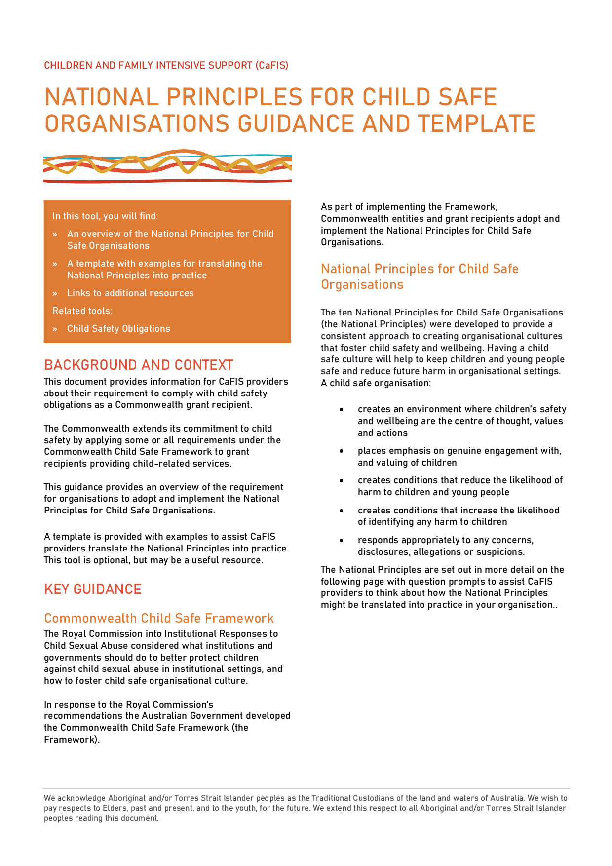 CaFIS 1A - National Principles for Child Safe Orgs Guidance and ...