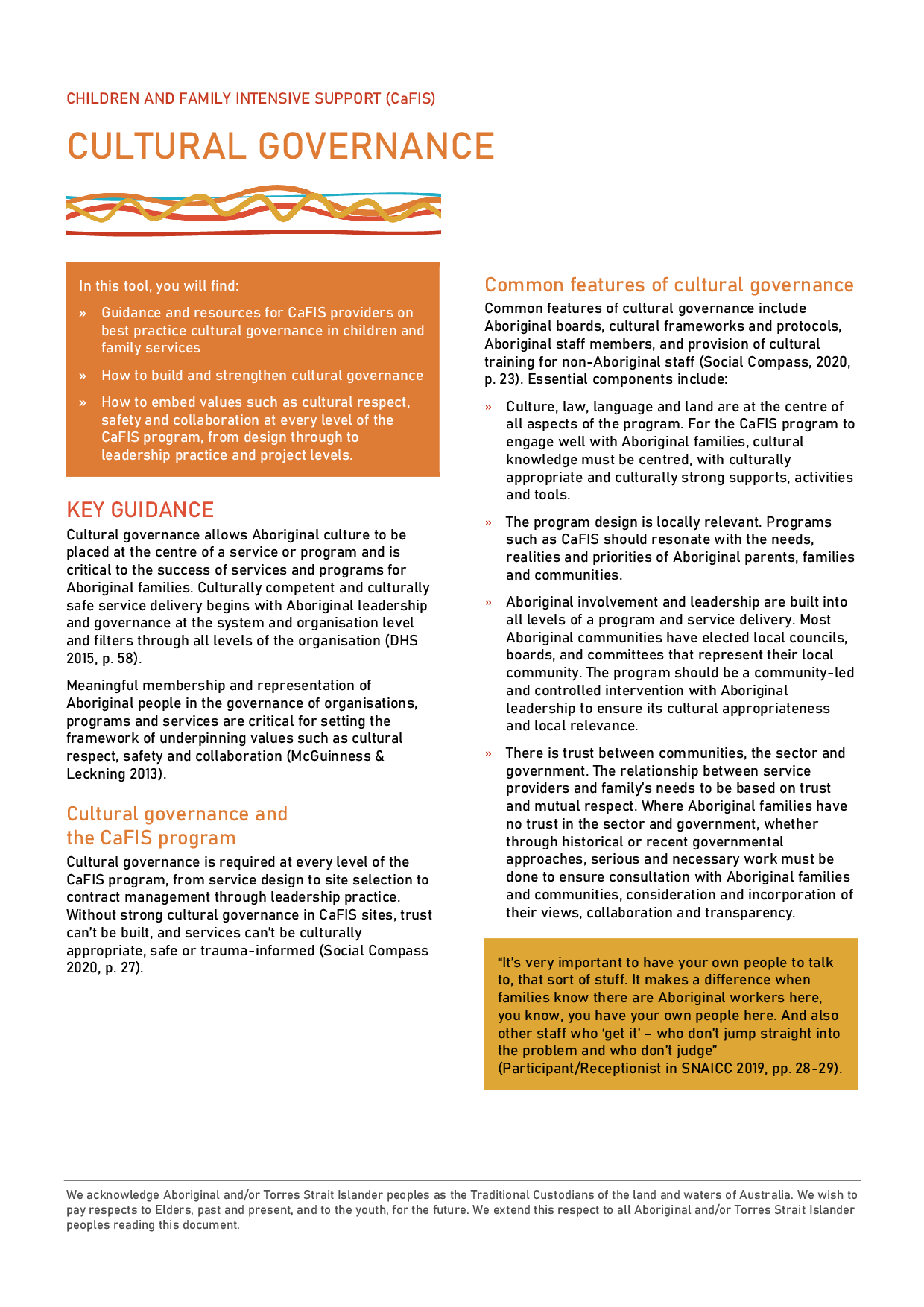 CaFIS 3A - Cultural Governance | Department of Social Services