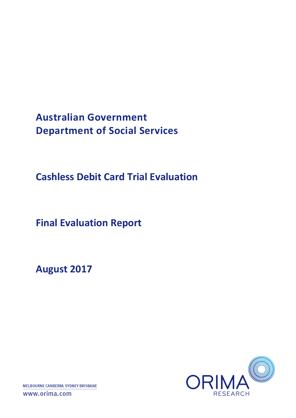 Cashless Debit Card trial - Final evaluation report | Department of ...
