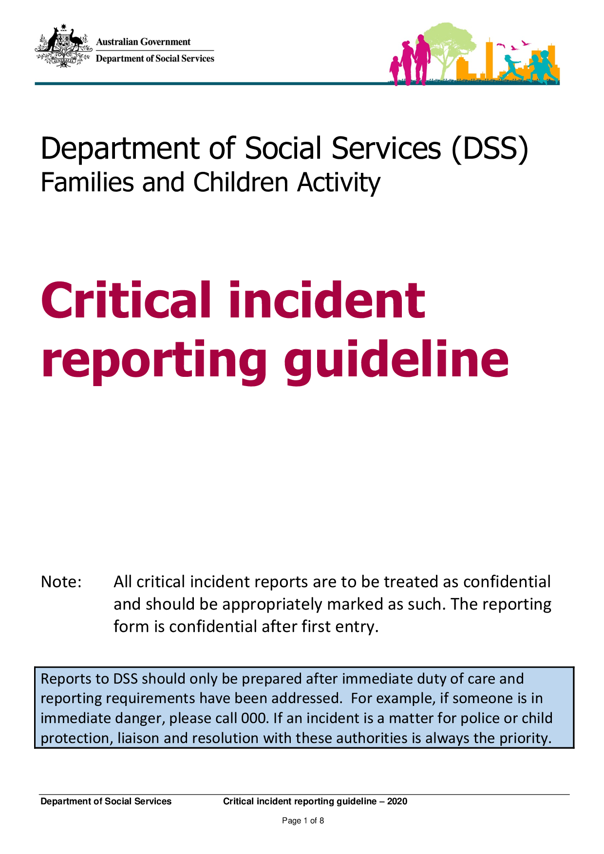 Critical incident reporting guideline and form | Department of Social ...
