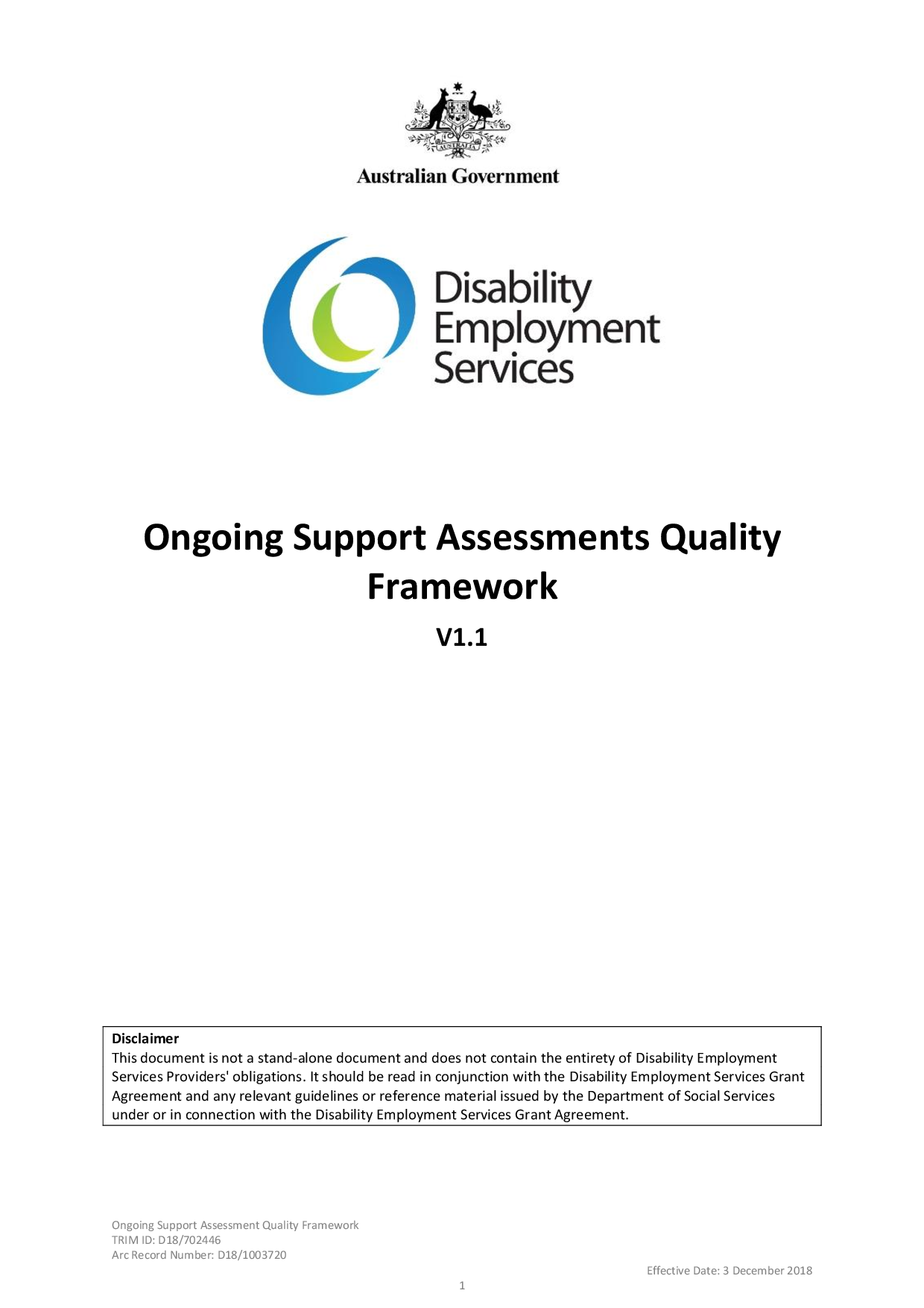 DES Ongoing Support Assessments Quality Framework | Department of ...