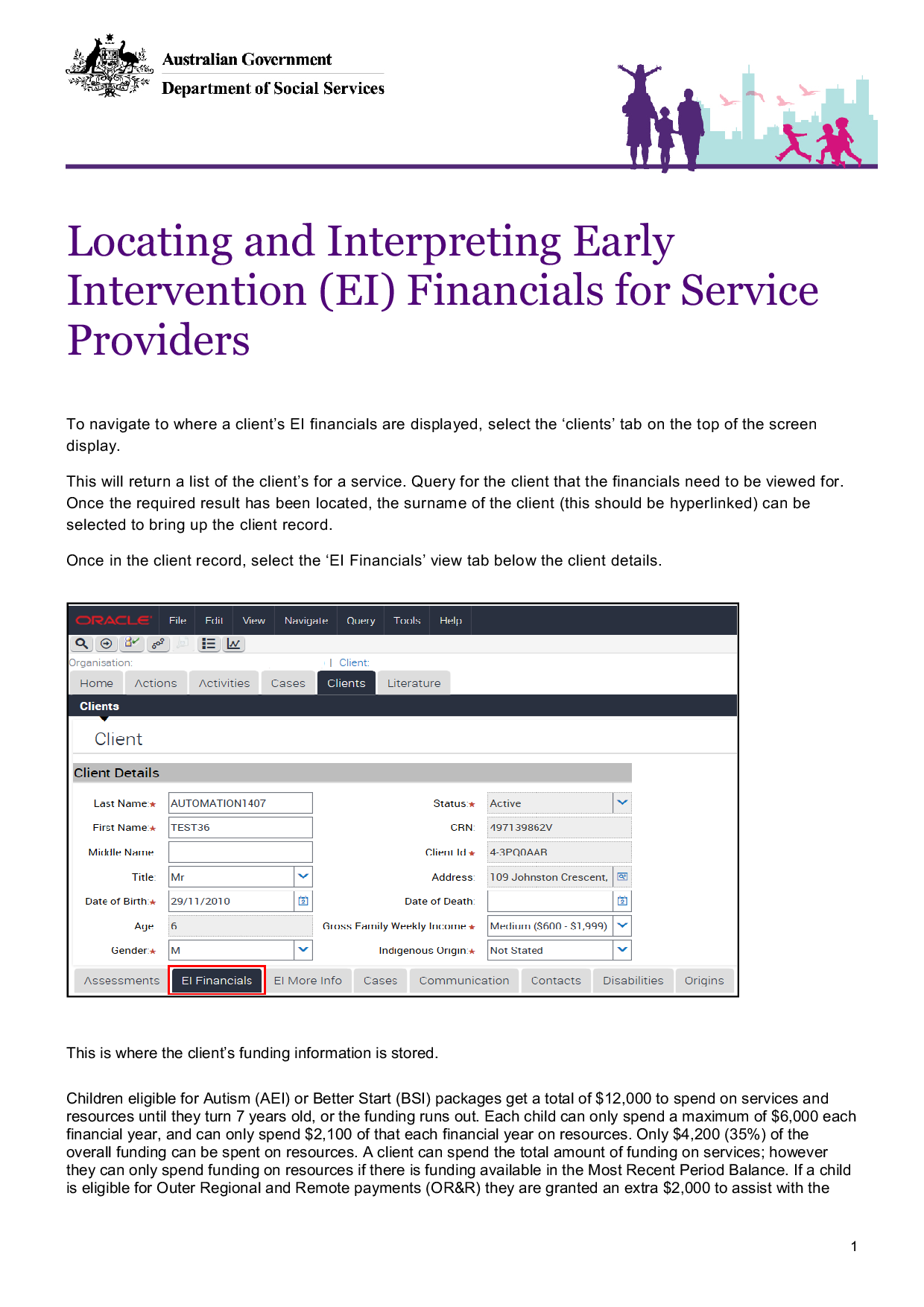Locating and Interpreting Early Intervention (EI) Financials for ...