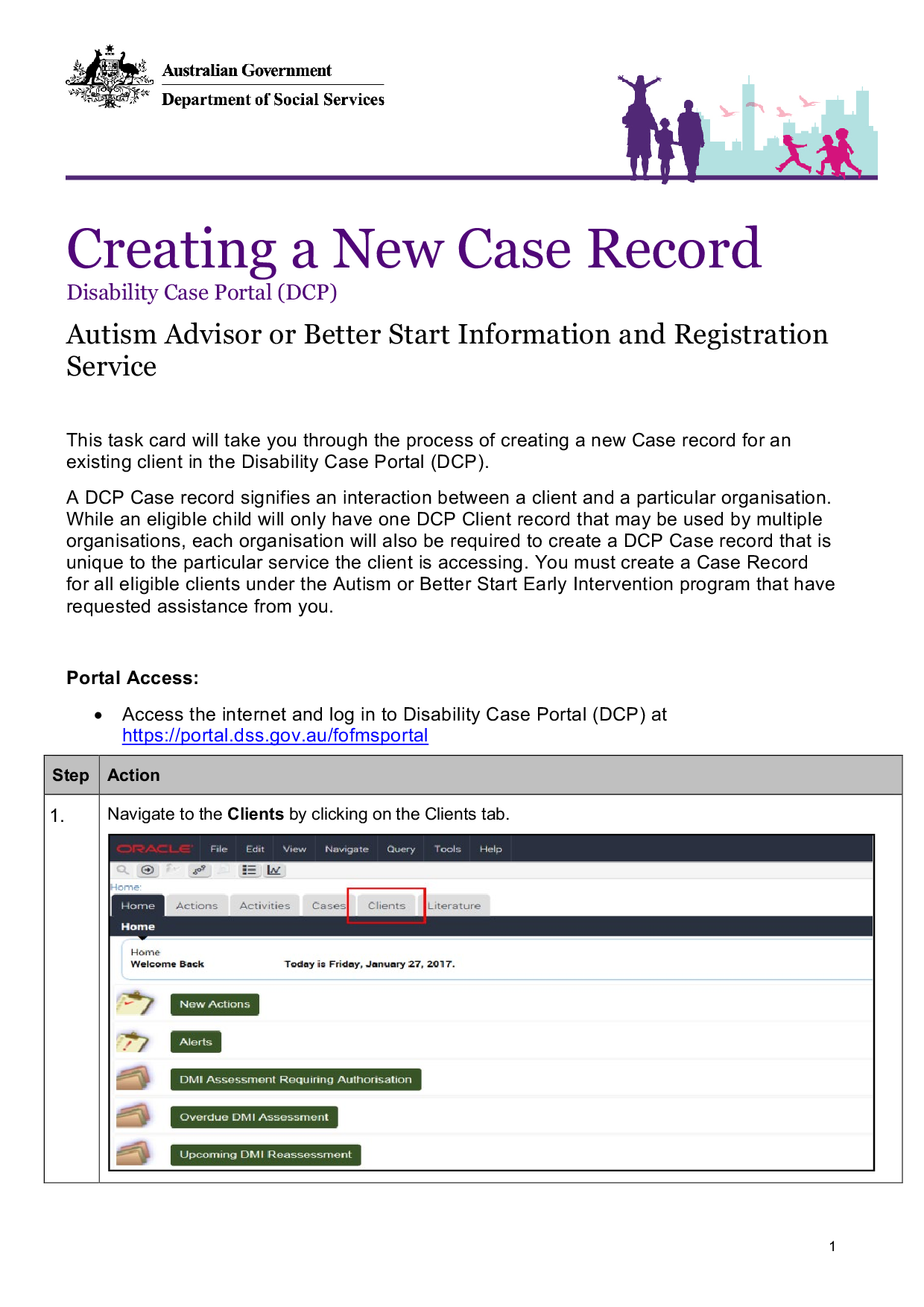 Creating a New Case Record | Department of Social Services