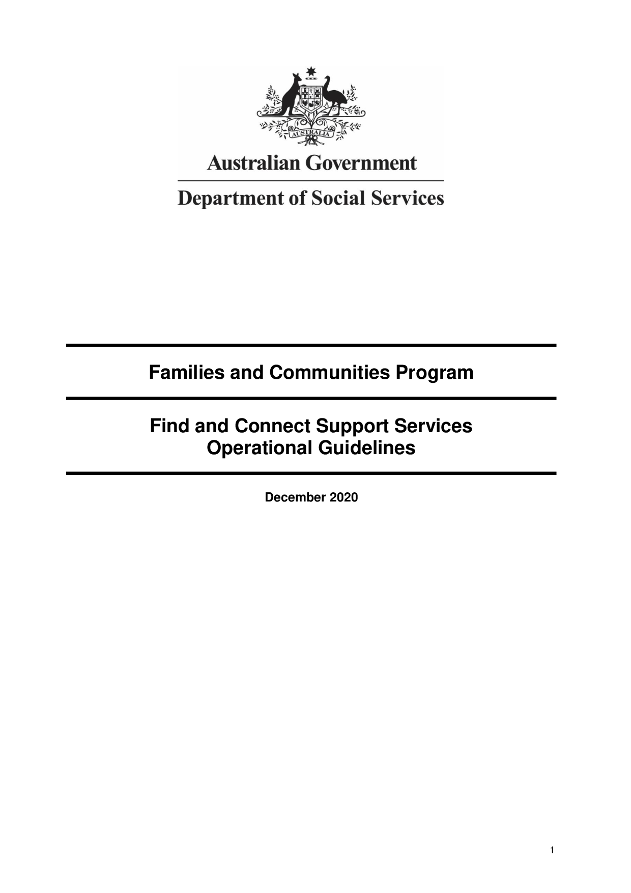 Find and Connect Support Services Operational Guidelines | Department ...