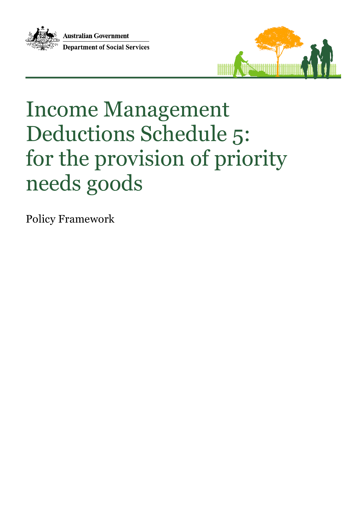 The Income Management Deductions Schedule 5 - Policy Framework ...