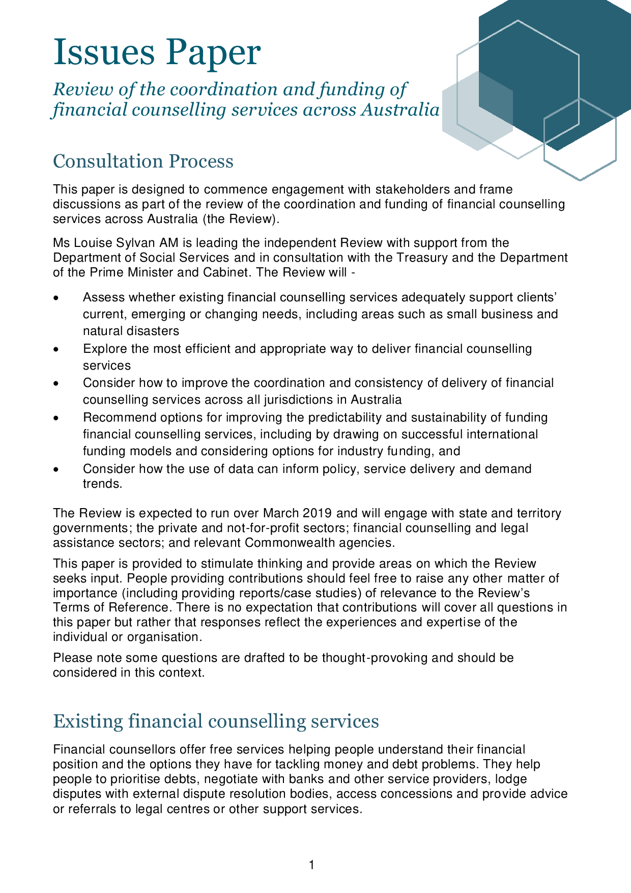 Issues Paper | Department of Social Services