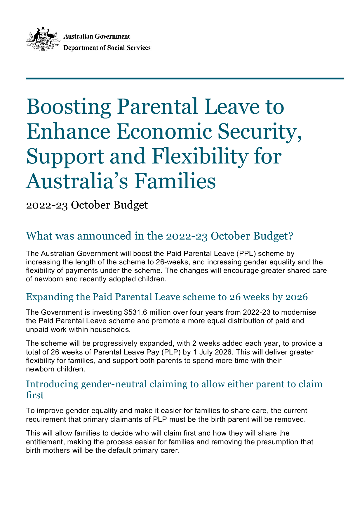 Boosting Parental Leave to Enhance Economic Security, Support and ...