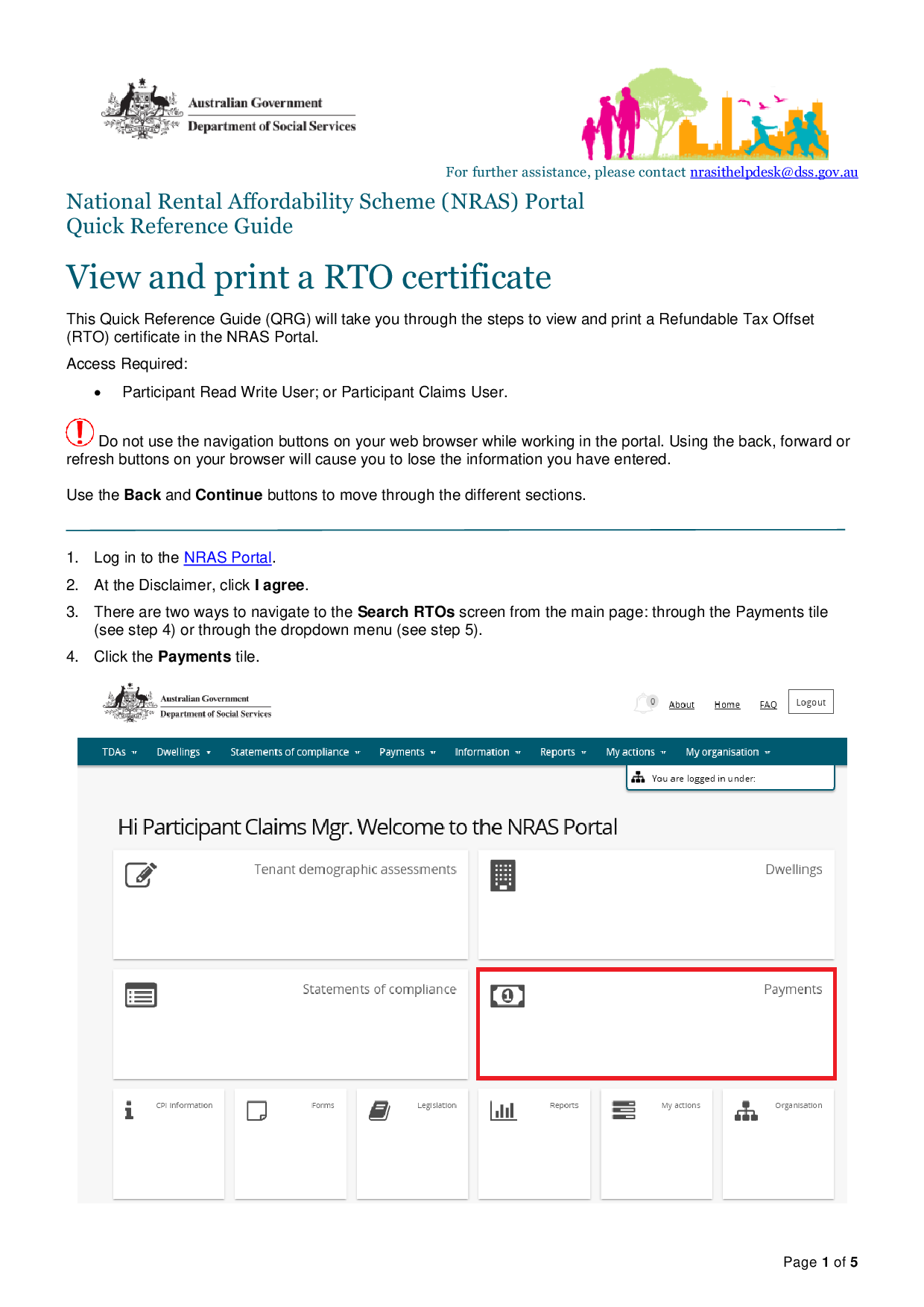 View and print a RTO certificate | Department of Social Services
