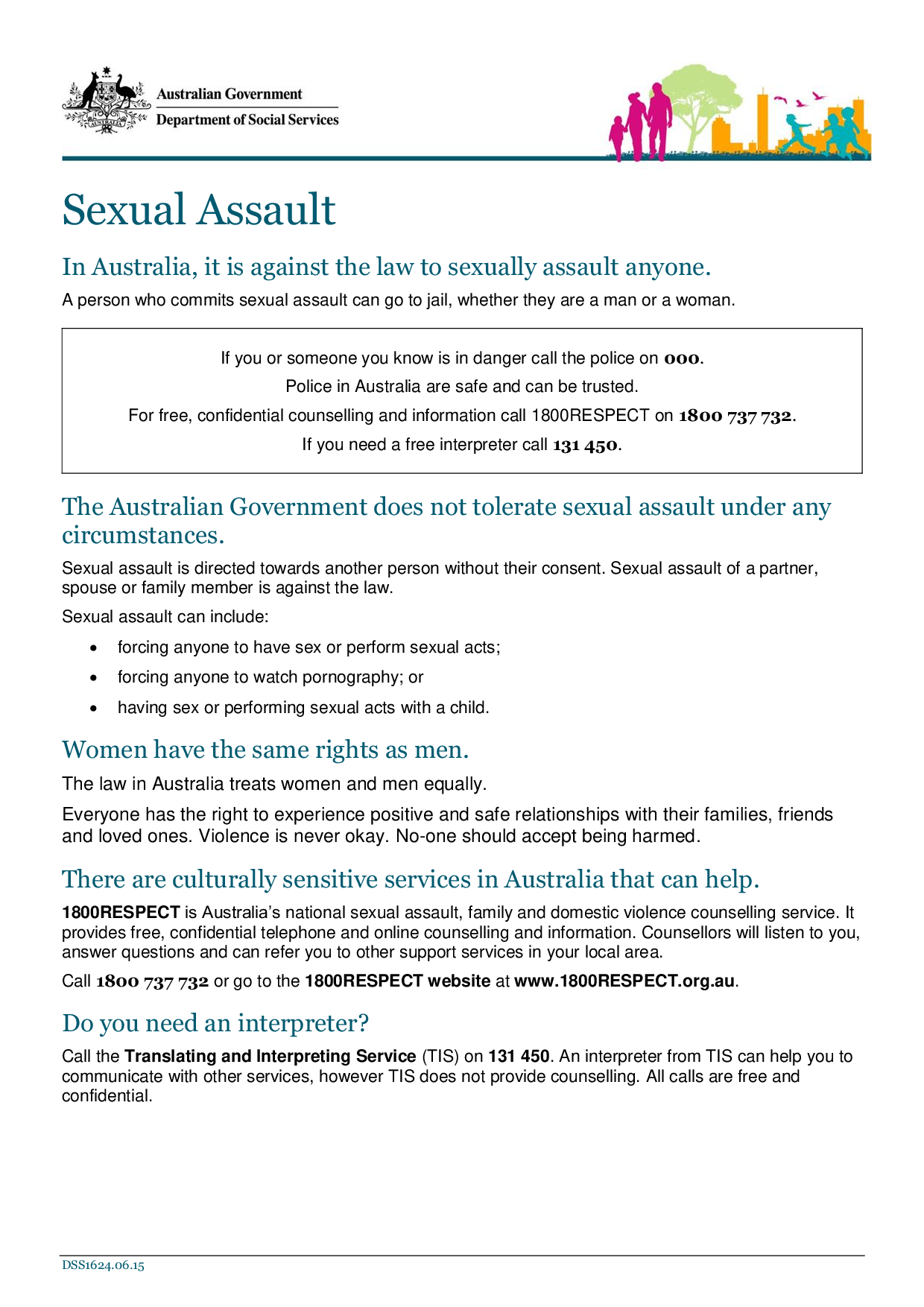 Sexual Assault factsheet | Department of Social Services
