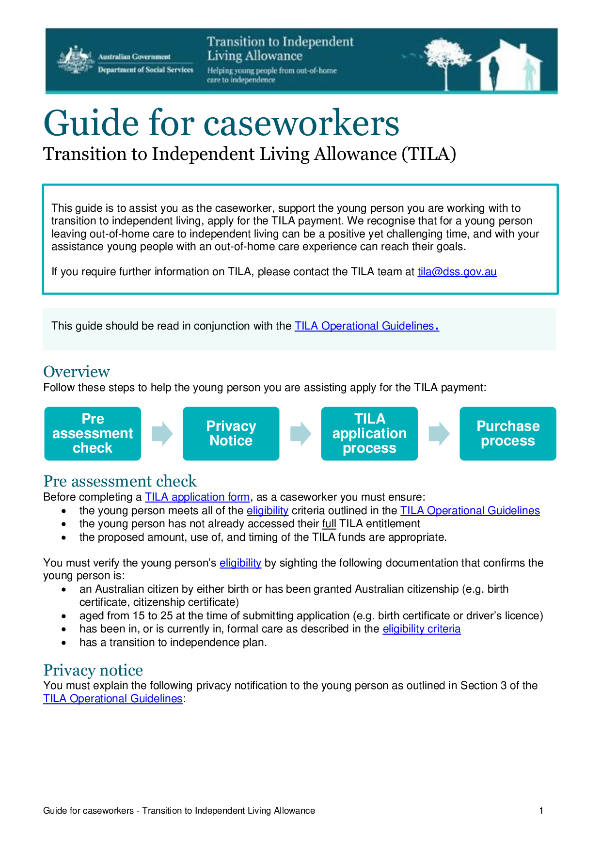 TILA – Guide for caseworkers | Department of Social Services