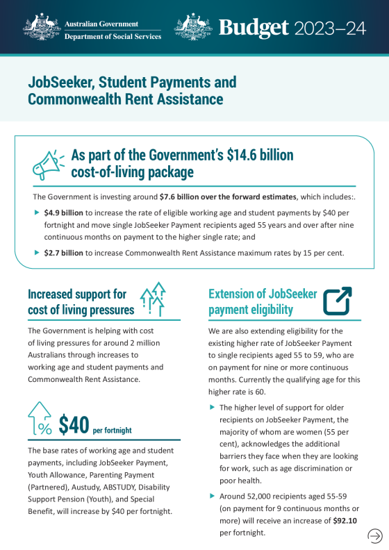 JobSeeker, Student Payments and Commonwealth Rent Assistance ... JobSeeker, Student Payments and Commonwealth Rent Assistance ...